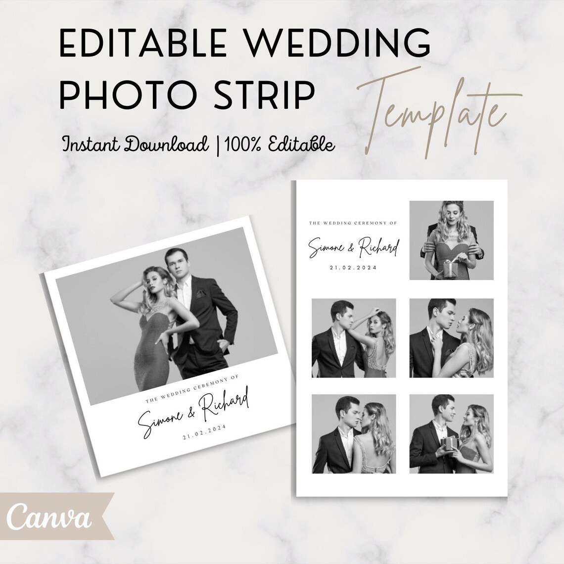 Editable Wedding Photo Strip Template | Photo Strip Template| Wedding ...