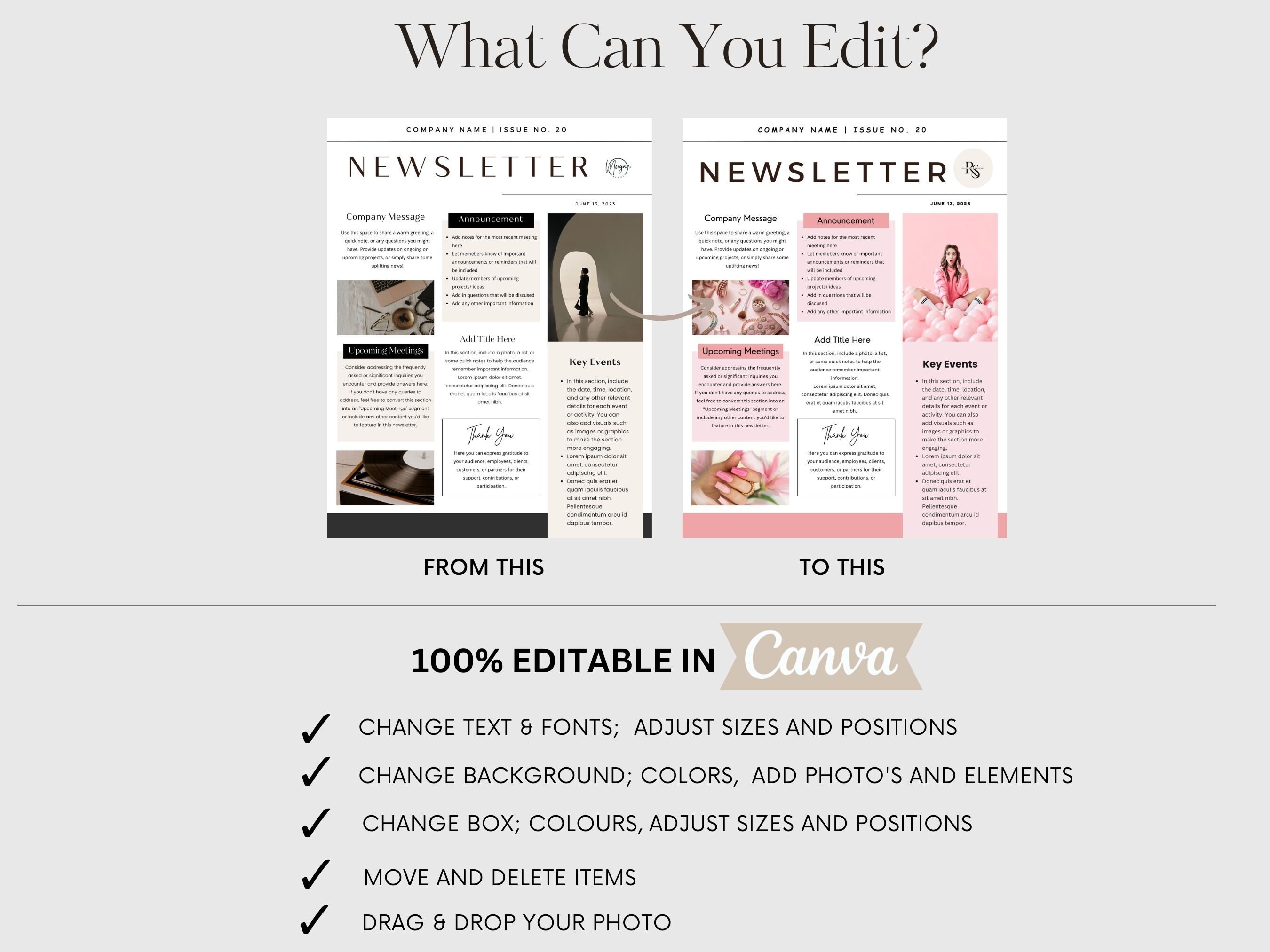 Editable Business Newsletter Template | Business Newsletter | Monthly ...