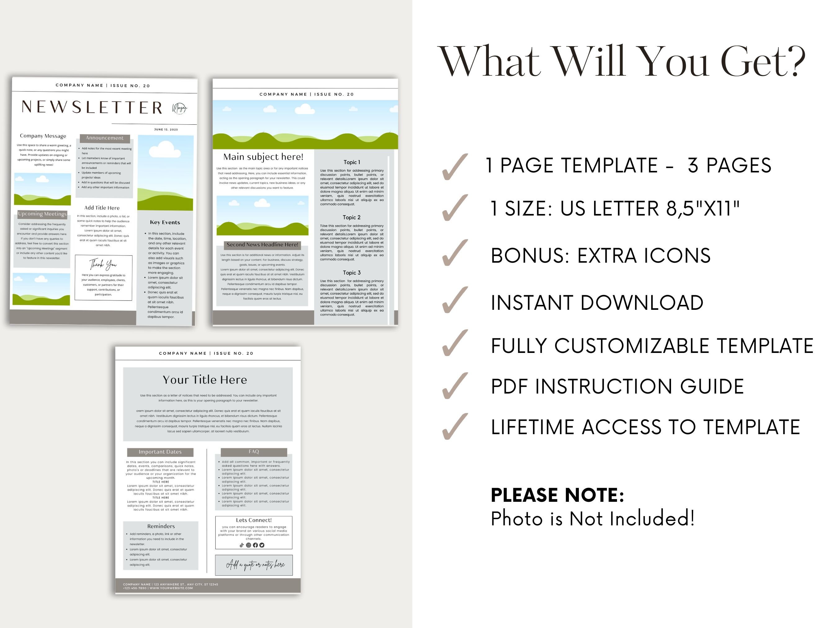 Editable Business Newsletter Template | Business Newsletter | Monthly ...
