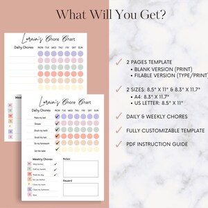 Kids Daily Checklist | Chore Chart Template for Kids | Child Chore ...
