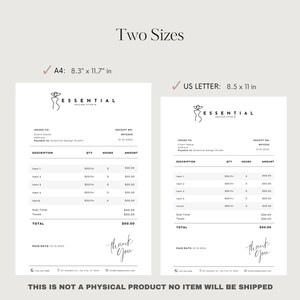 Minimal Receipt Template Canva | Printable Receipt for Small Business ...
