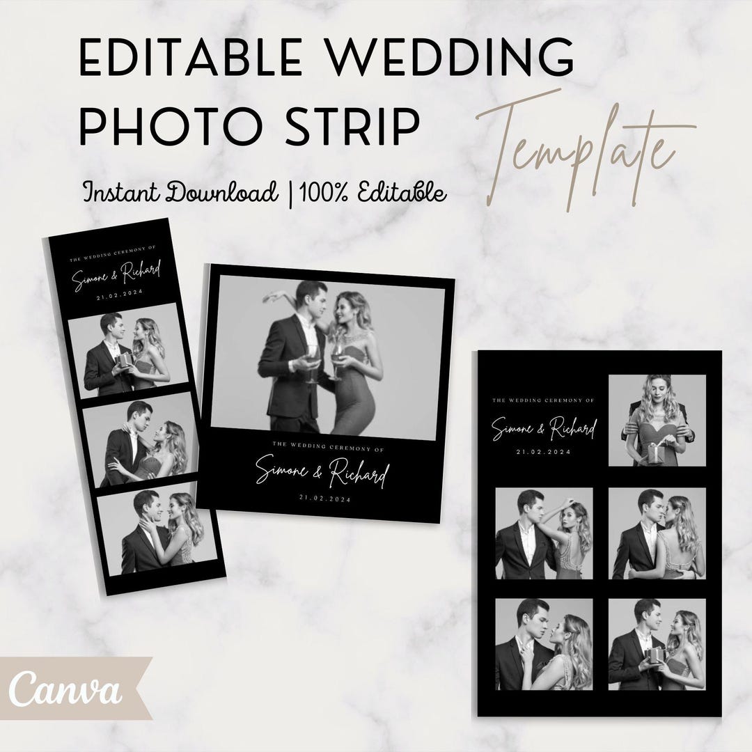 Editable Wedding Photo Strip Template | Photo Strip Template| Wedding ...