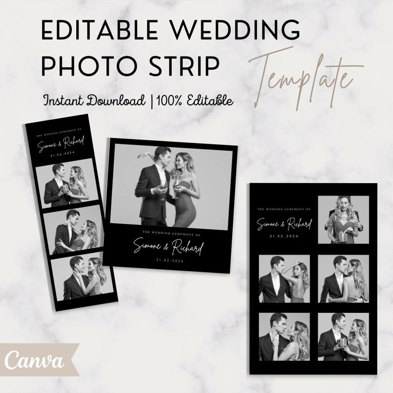Editable Wedding Photo Strip Template | Photo Strip Template| Wedding ...