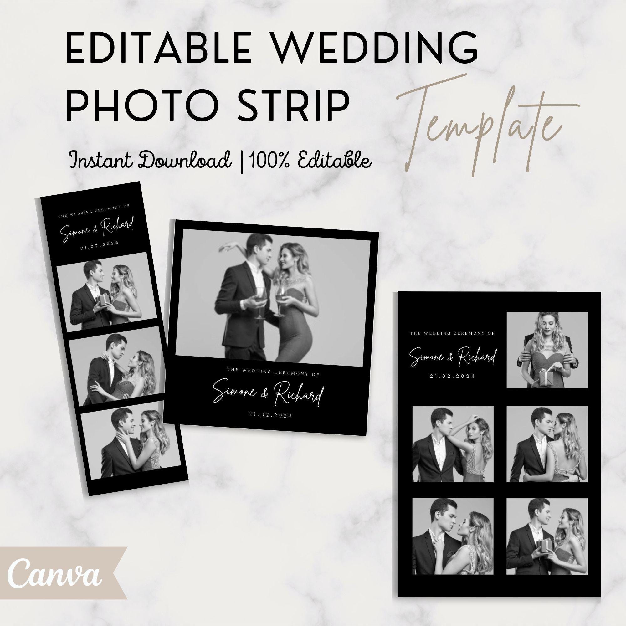 Editable Wedding Photo Strip Template | Photo Strip Template| Wedding ...