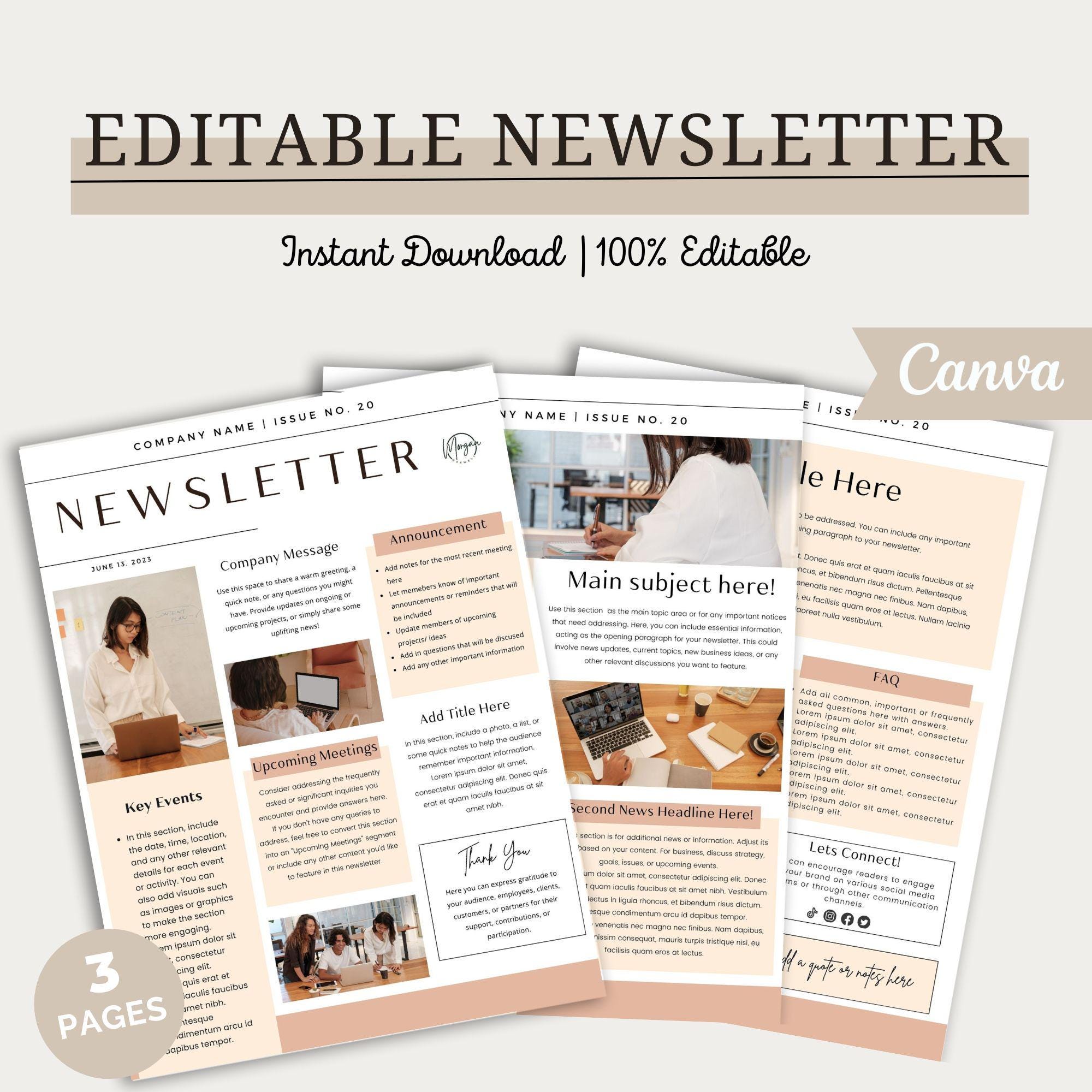 Editable Newsletter Template, Email Newsletter Template | Newsletter ...