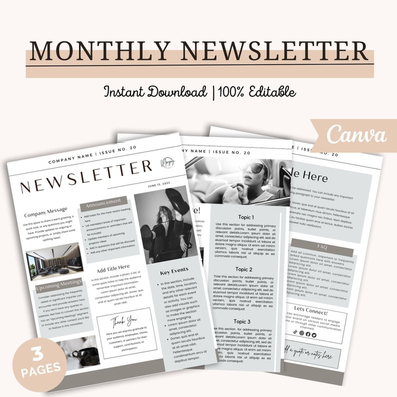 Editable Business Newsletter Template | Business Newsletter | Monthly ...