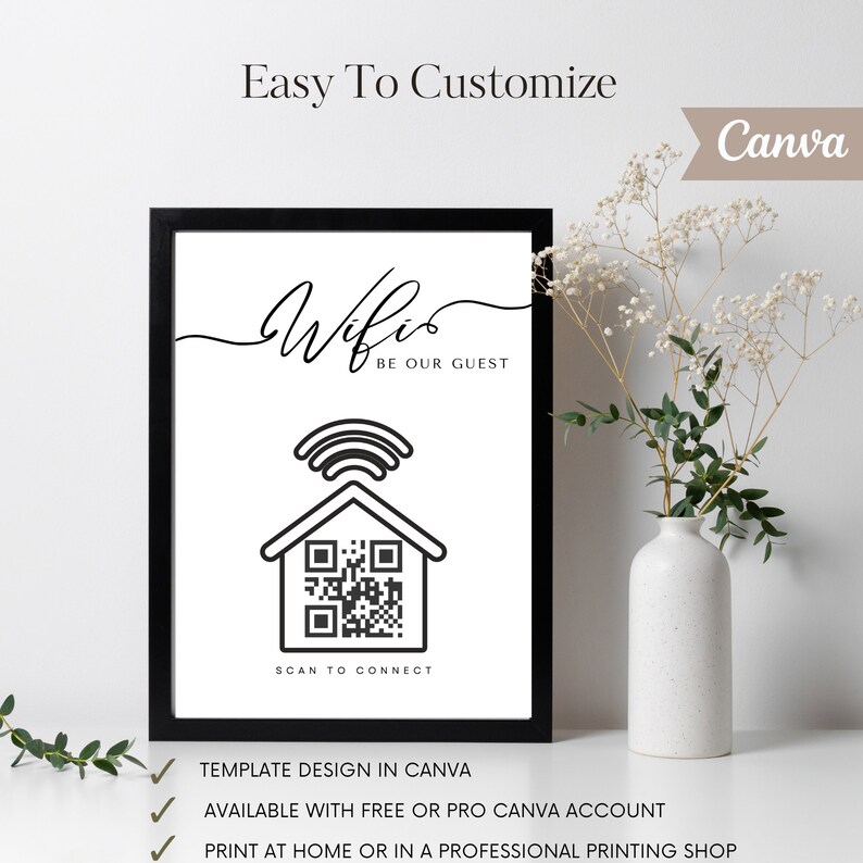 Wi-fi Sign QR Code | Editable Wi-fi Sign Template | Business Wi-fi Sign ...