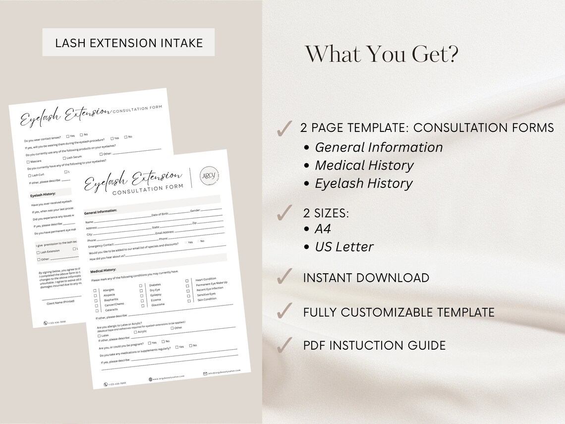 Lash Consultation Form | Esthetician Consultation Form | Lash Tech ...