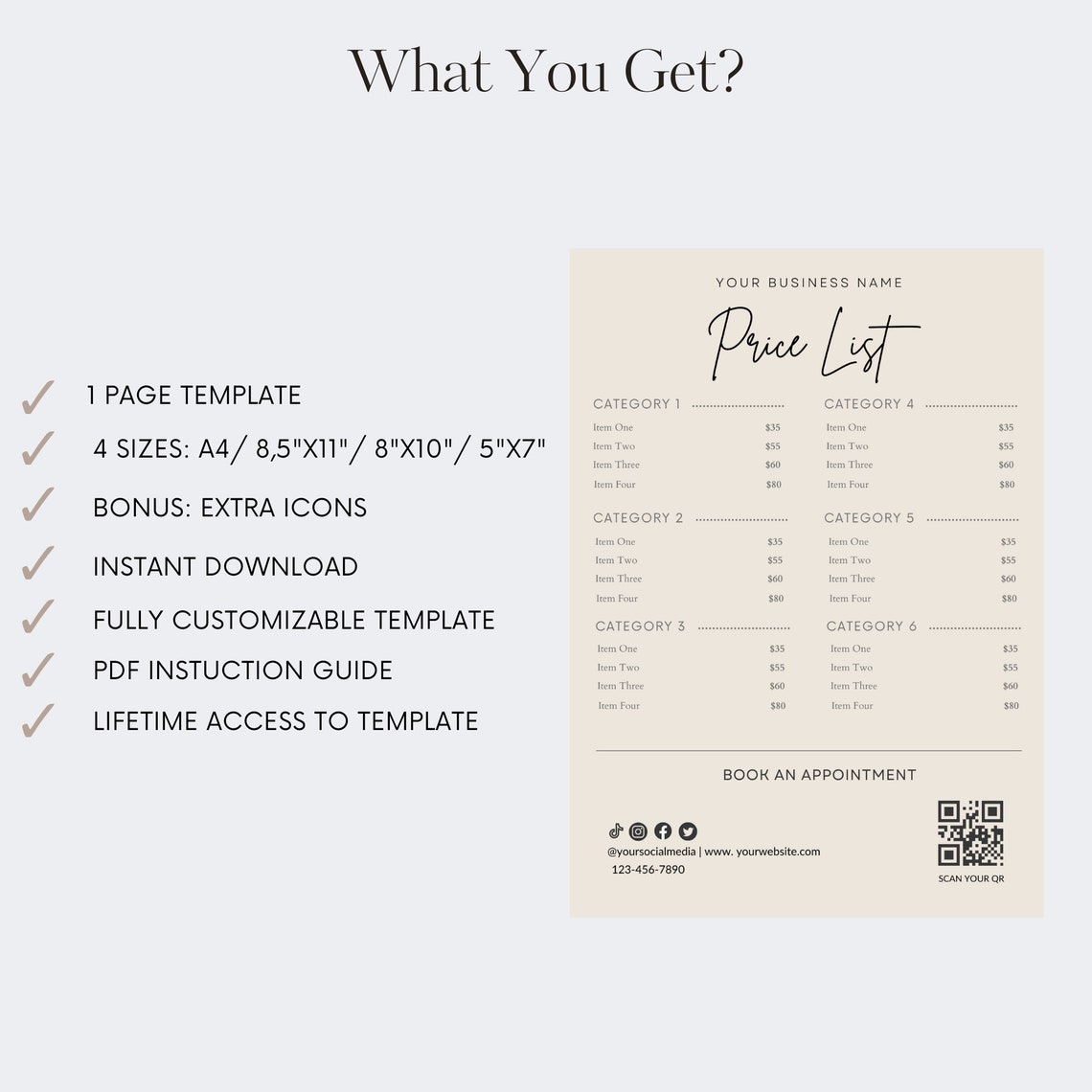 Price List Sign Template | Printable Pricing Guide | Editable Price ...