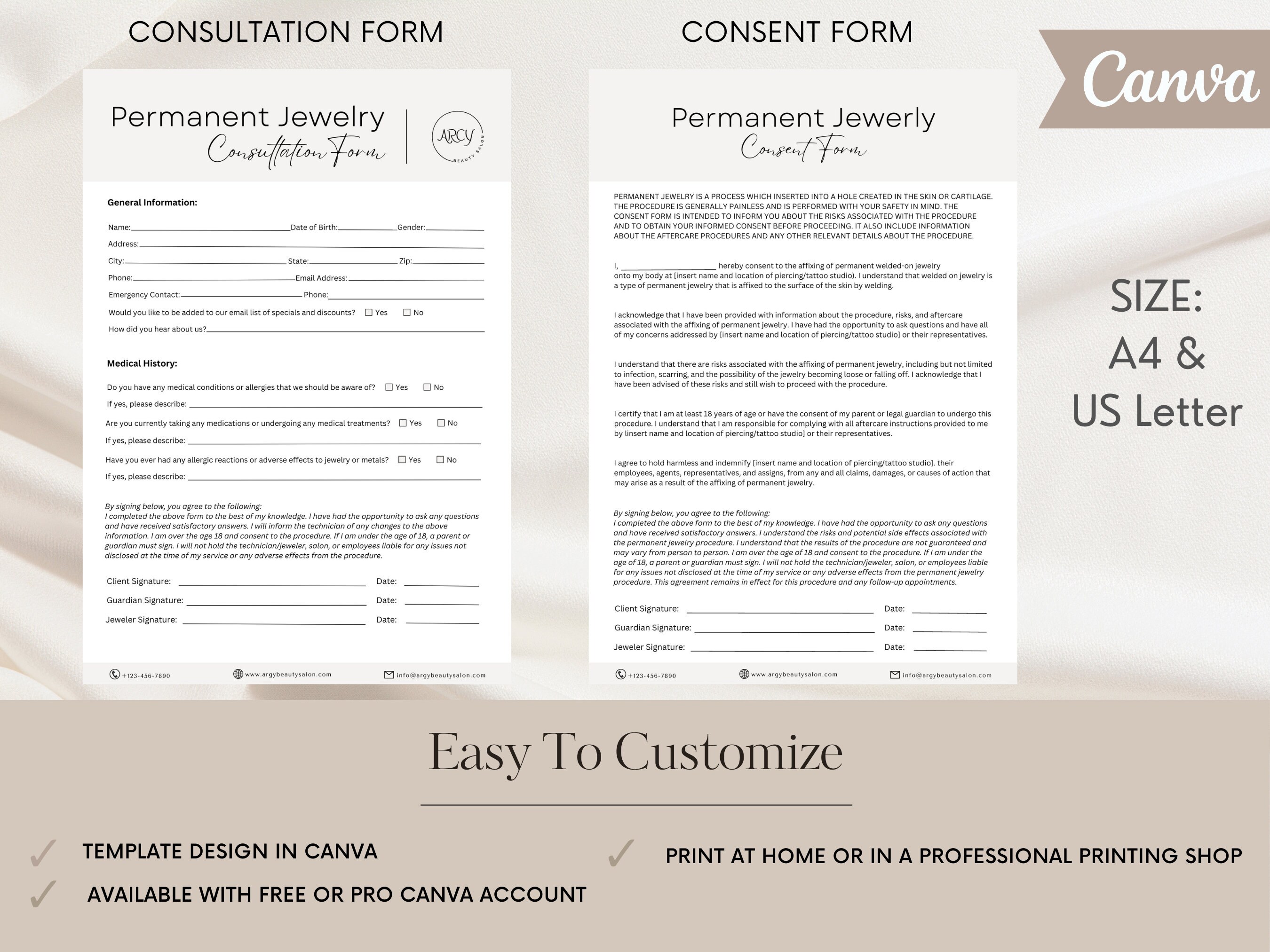 Permanent Jewelry Business Starter Kit | Client Intake and Consent ...