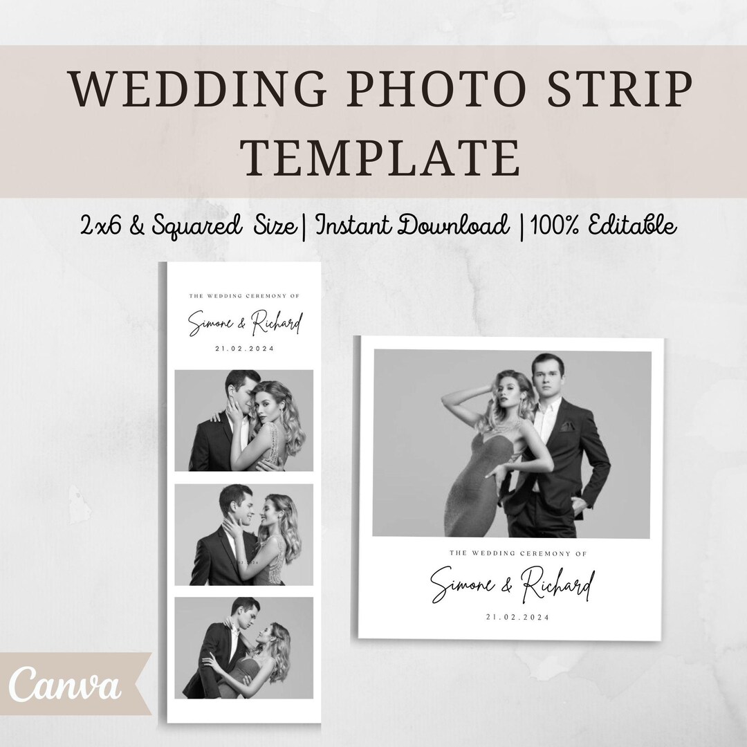 Wedding Photo Strip Template | Photo Booth Design | Editable Canva ...