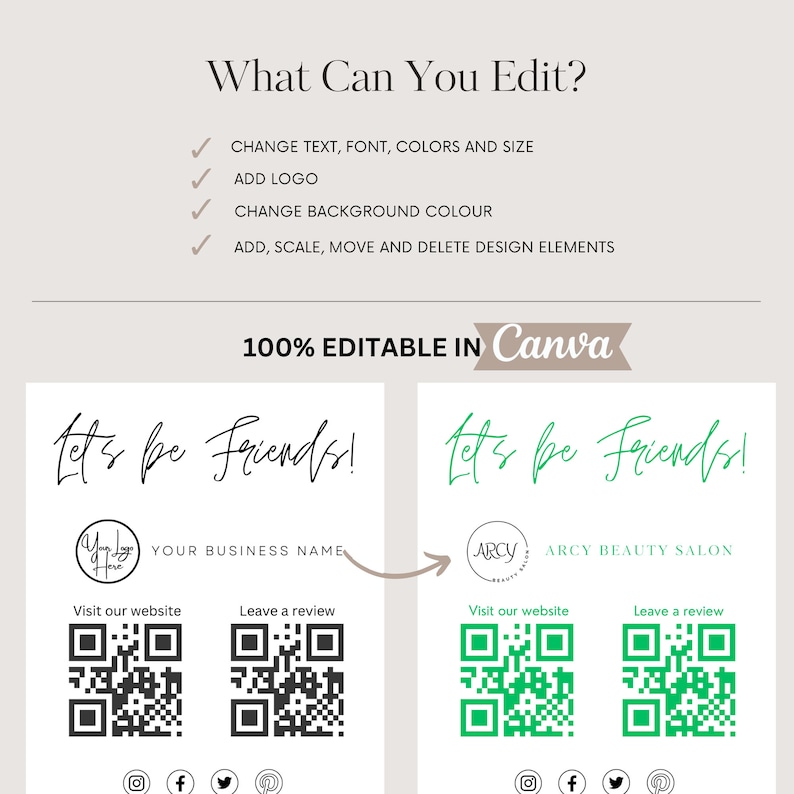 Social Media Sign Template | Editable Small Business Sign Printable ...