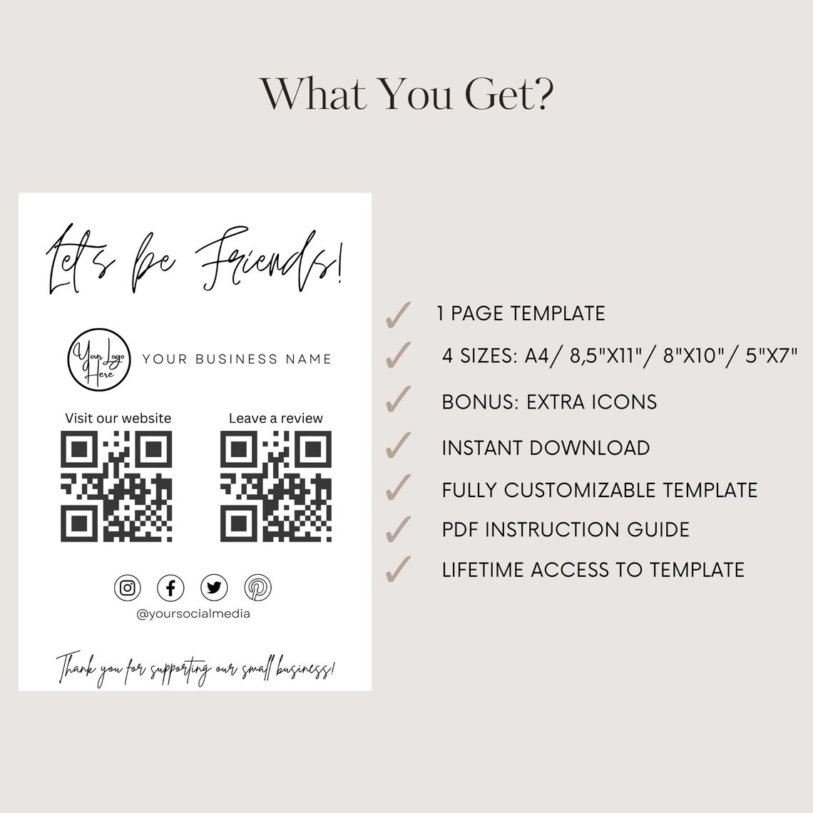 Social Media Sign Template | Editable Small Business Sign Printable ...