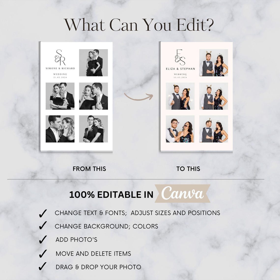 Wedding Photo Strip Template | Photo Booth Design | Editable Canva ...