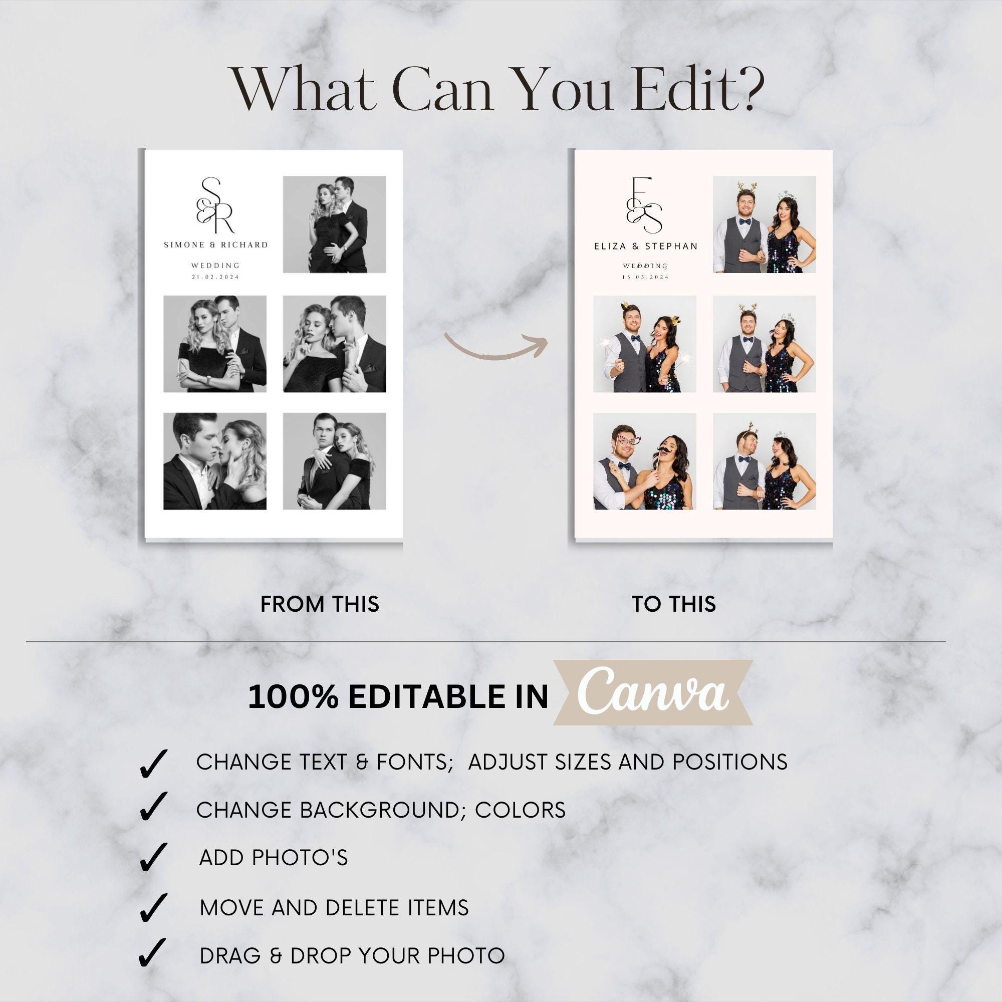 Wedding Photo Strip Template | Photo Booth Design | Editable Canva ...