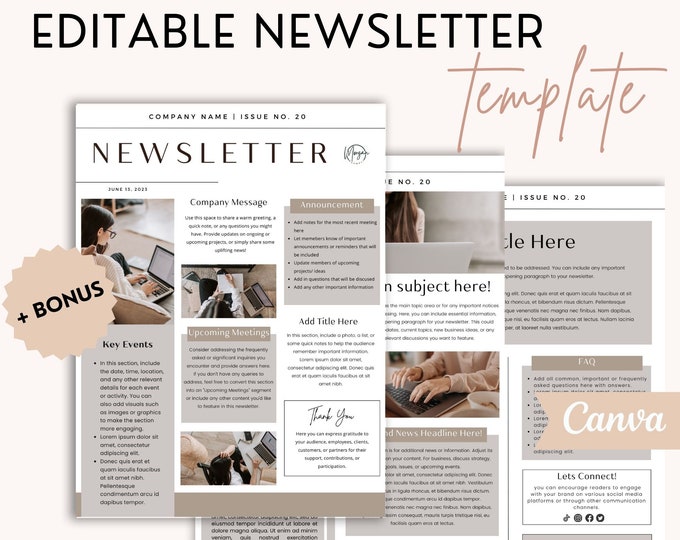 Editable Newsletter Template, Email Newsletter Template | Newsletter ...