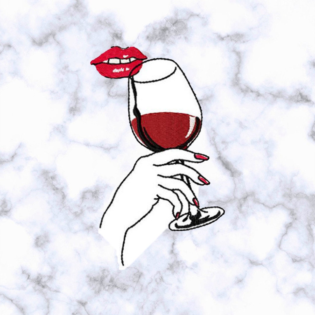 Iron on Patch / Wine Patch Sew on Embroidered Patch Wine Lips Woman ...