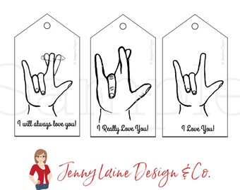Bundle ASL Gift Tags I Will Always Love You I Really Love | Etsy