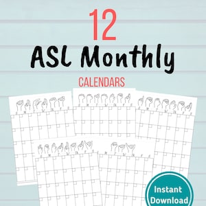 ASL Calendar | Fingerspelled Monthly Calendar | Instant Download ...