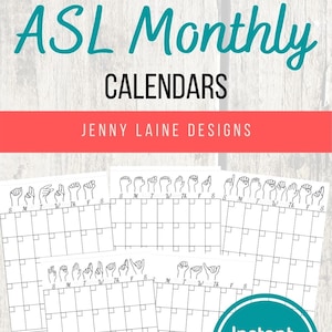 ASL Calendar | Fingerspelled Monthly Calendar | Instant Download ...