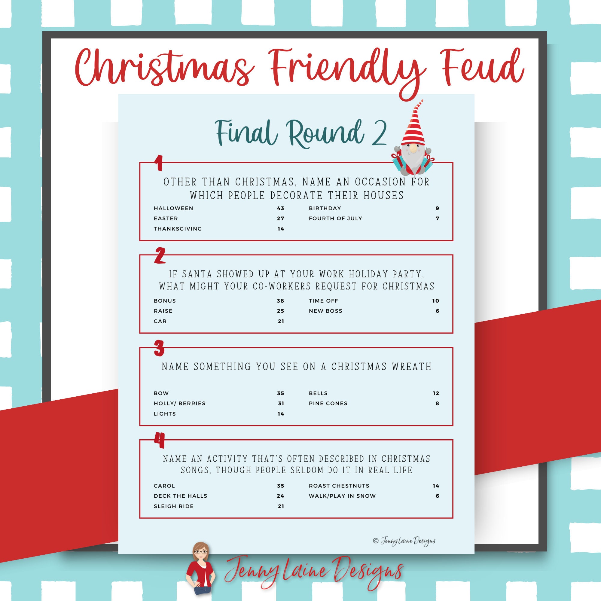 Christmas Friendly Feud Printable Fun Christmas Game Family Christmas ...