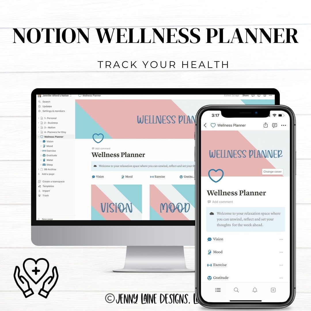 Notion Template Wellness Planner, Health Tracker Planner, Notion ...