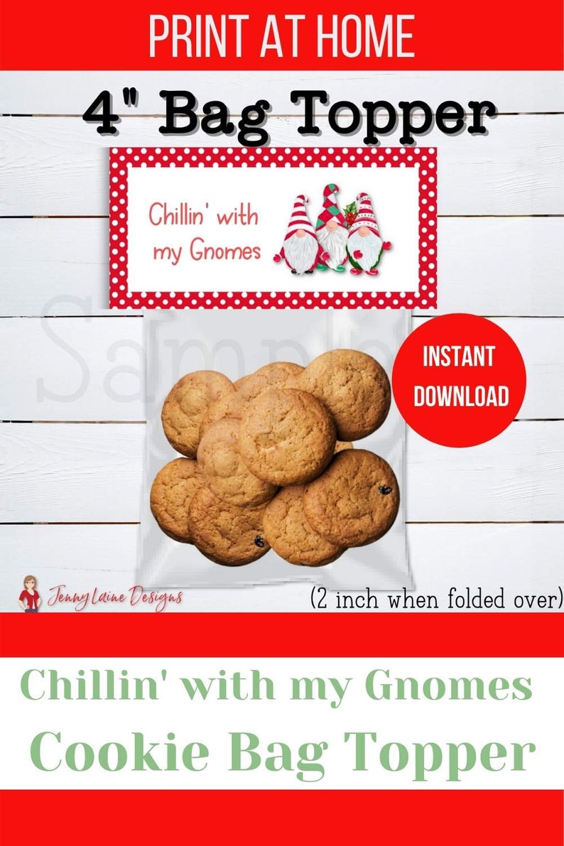 Cookie Bag Topper | Christmas Treat Topper | Gnome Goody | Bag Topper ...