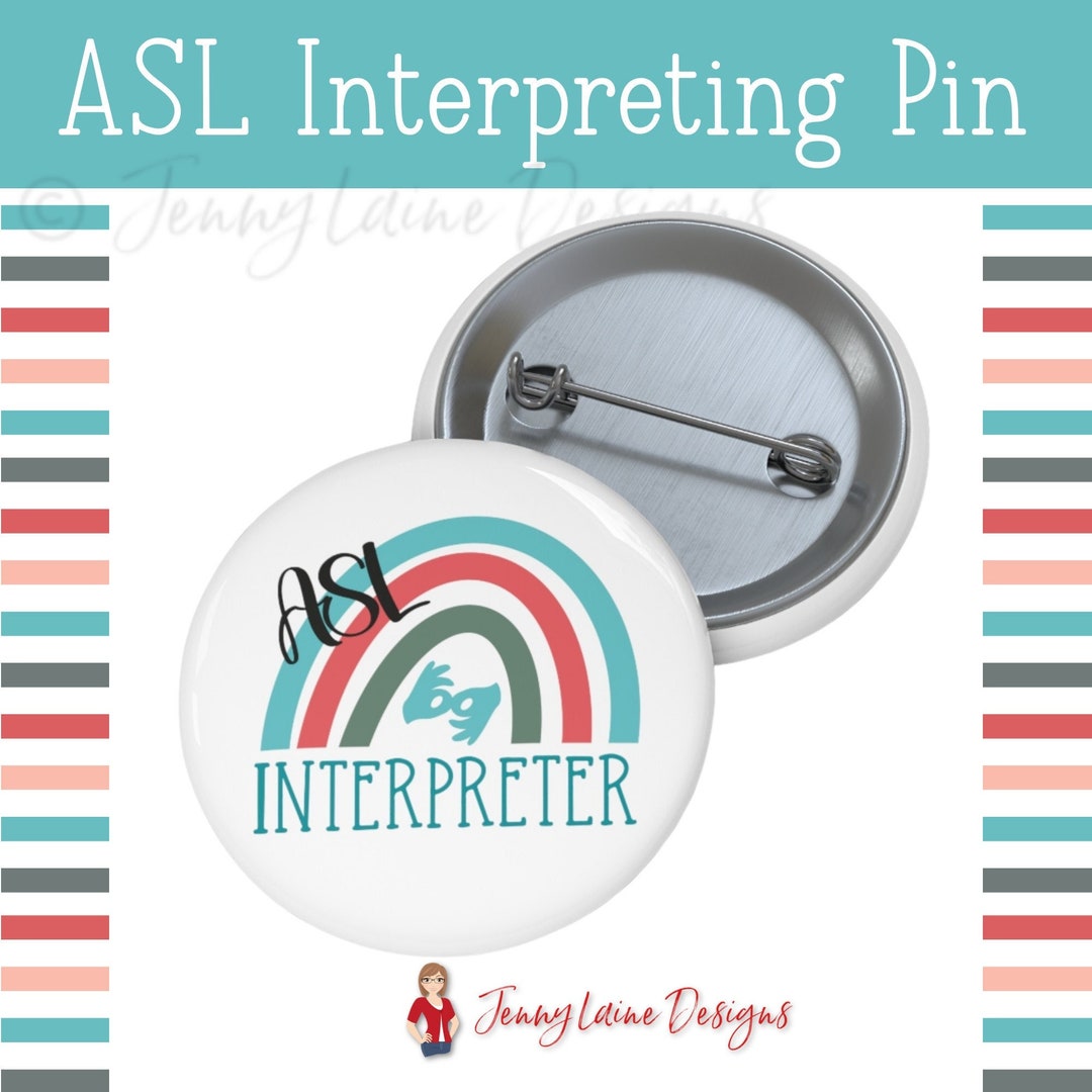 ASL Interpreter Rainbow Pin - Etsy