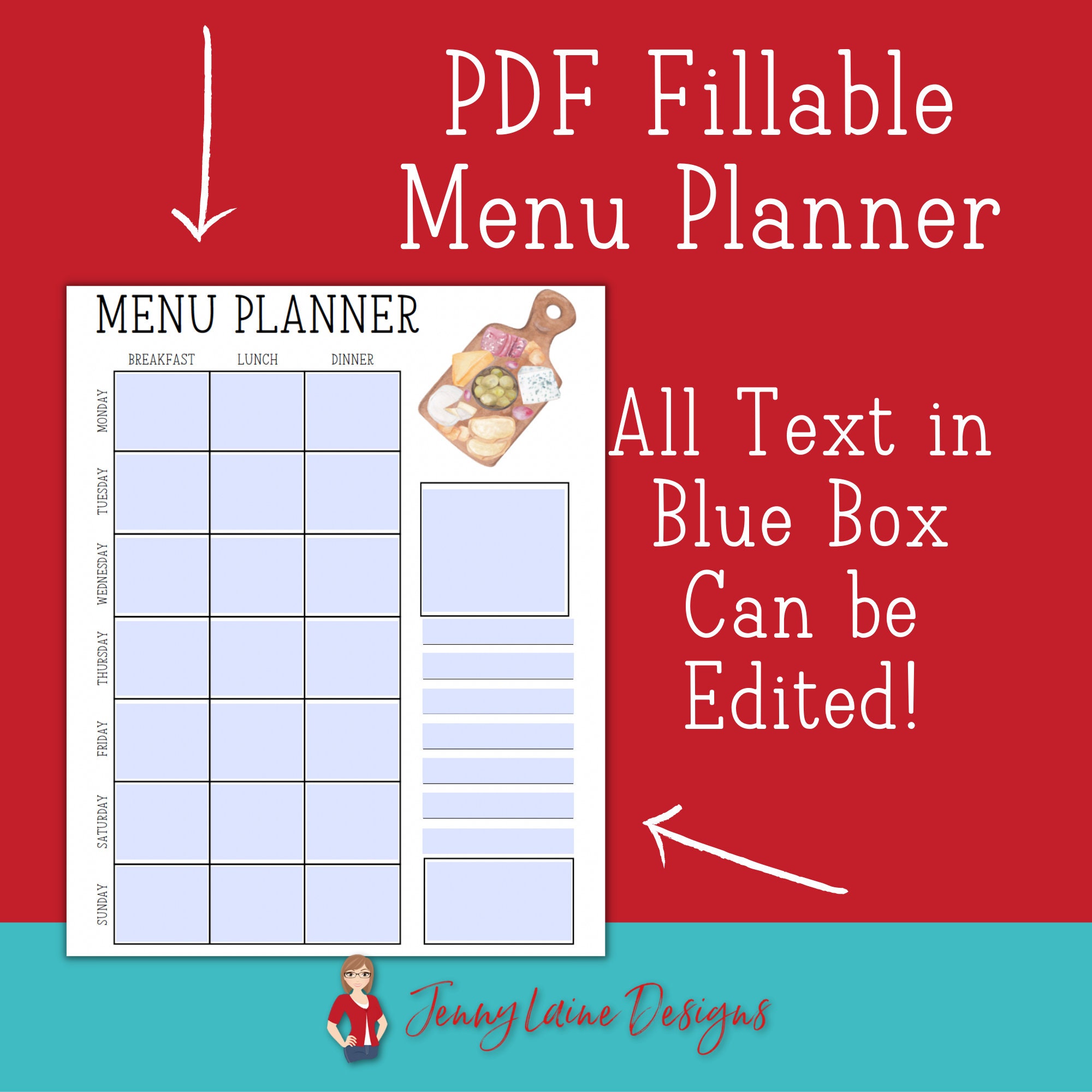 Editable Menu Planner Printable | Menu Planner PDF | Instant Download ...