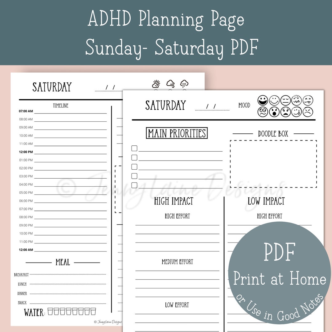ADHD Digital Planner Printable | Planner Good Notes | ADHD Daily ...