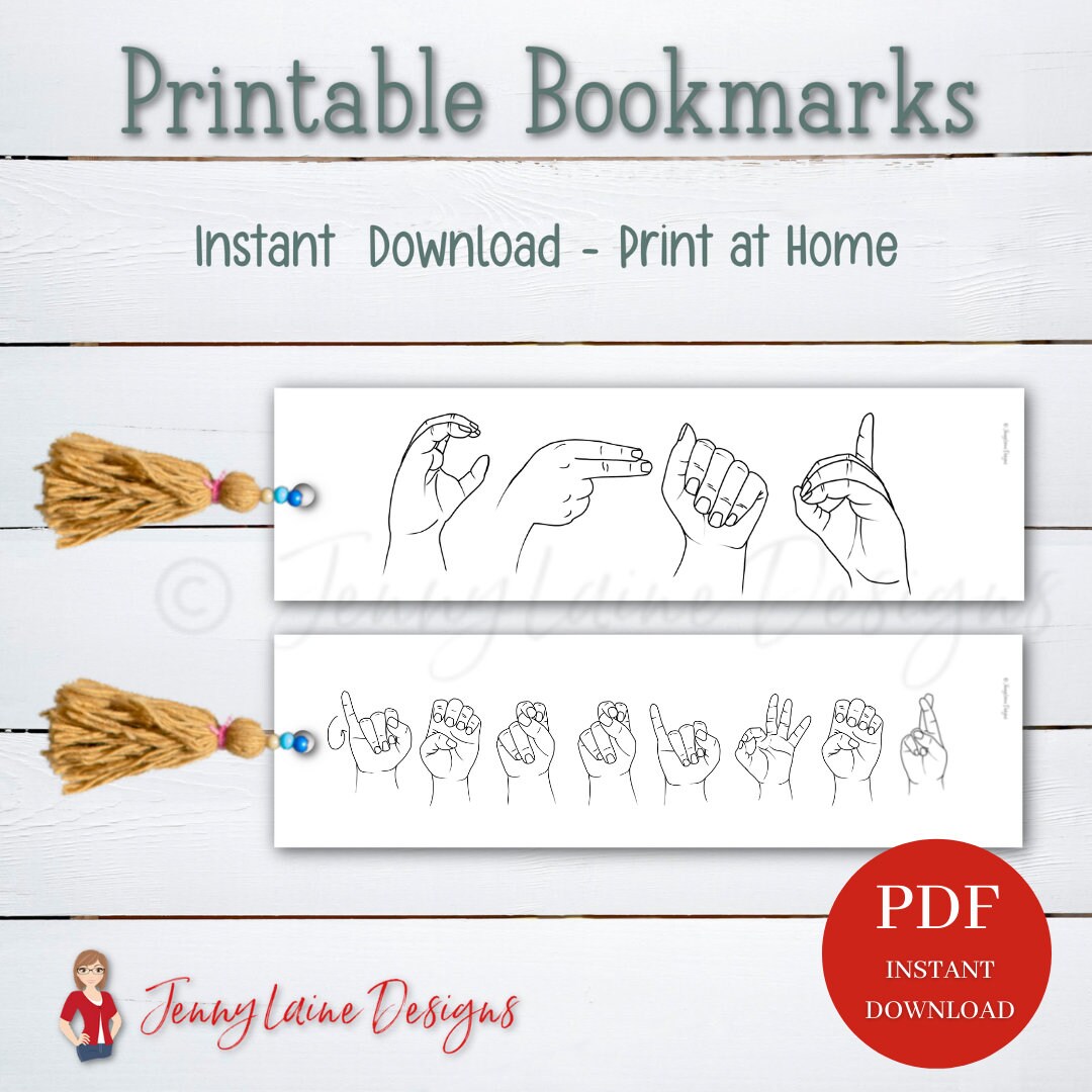 ASL Bookmark Personalized | Sign Language Name Bookmark | ASL Gifts ...