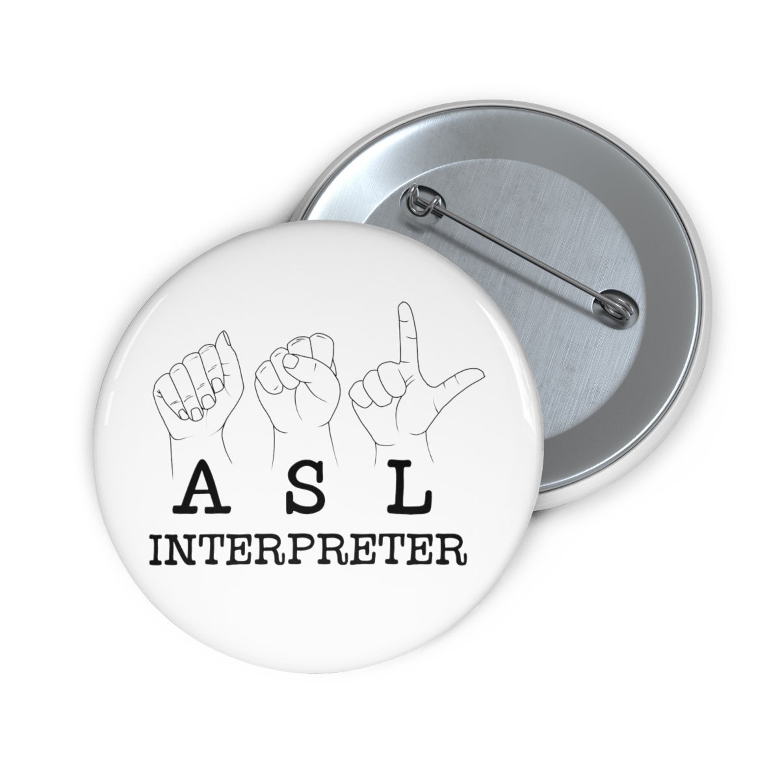 Interpreter for the Deaf Pin | American Sign Language Button Pin | Deaf ...