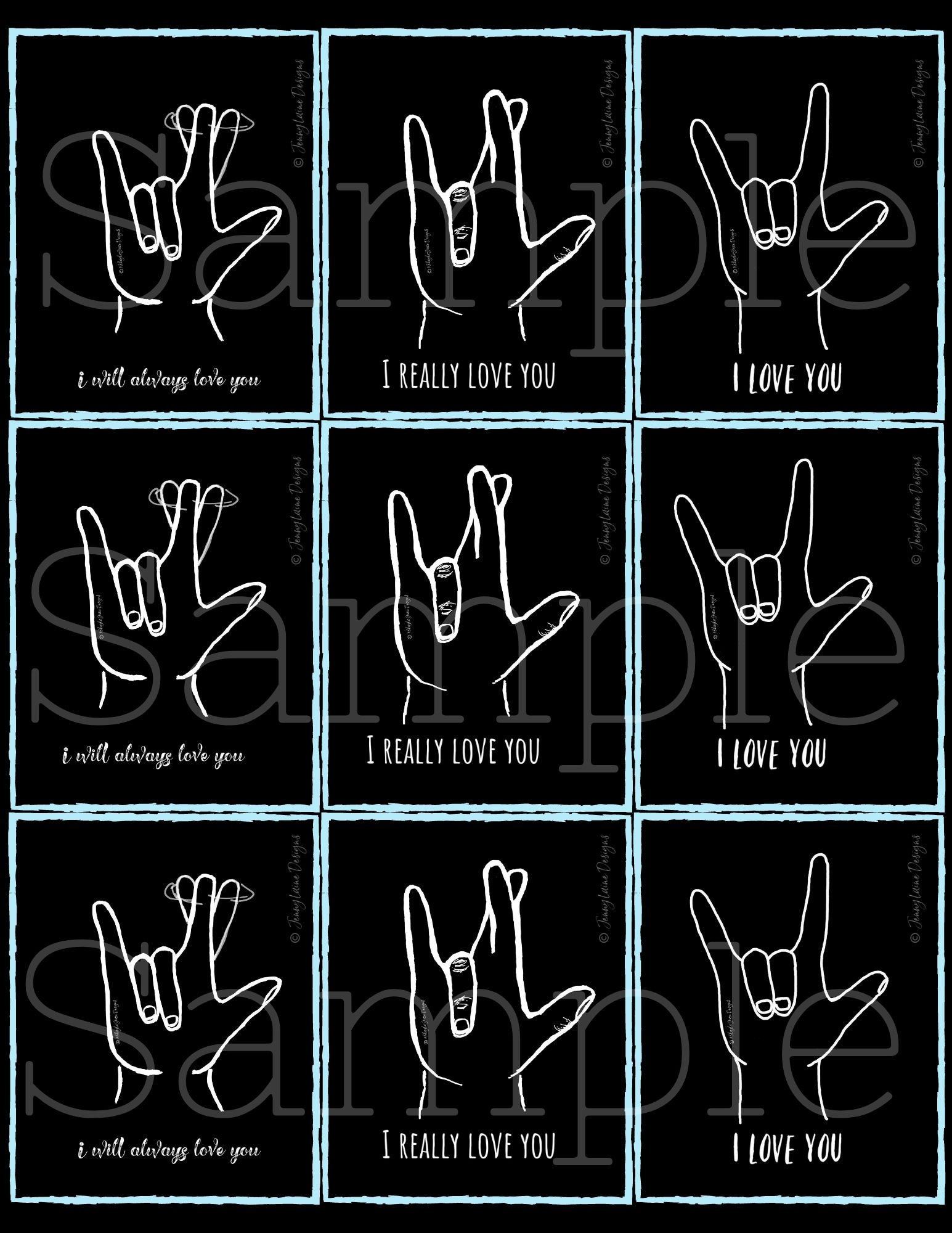 Bundle ASL Gift Tags I Will Always Love You I Really Love You I Love ...