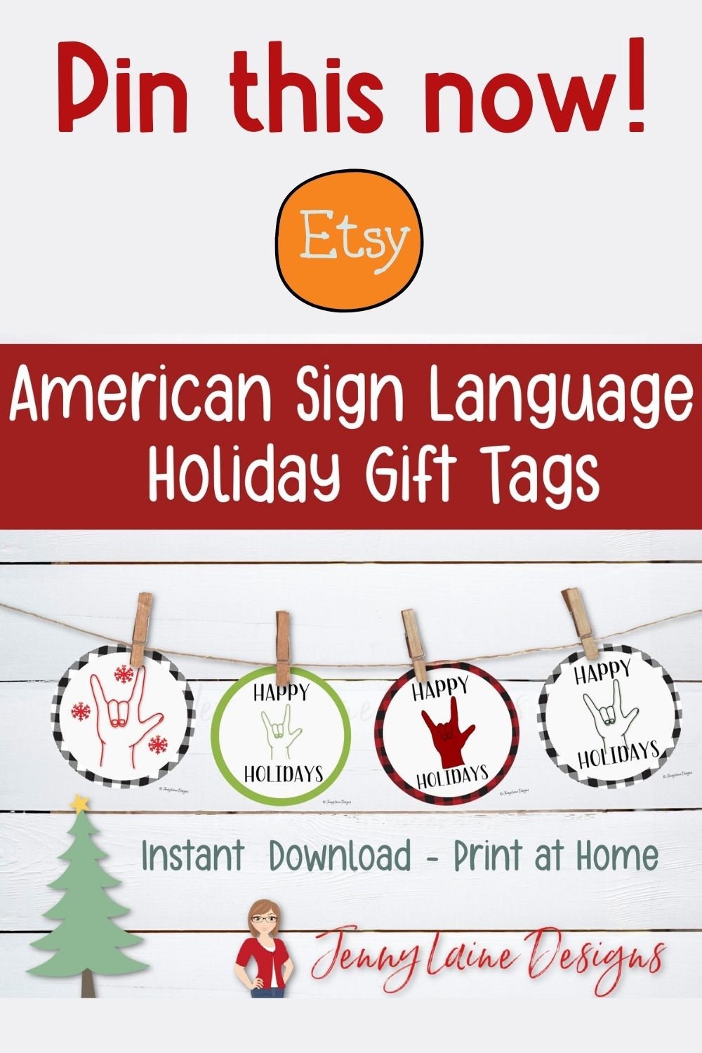 Christmas ASL Holiday Gift Tag | American Sign Language Gift Tag ...