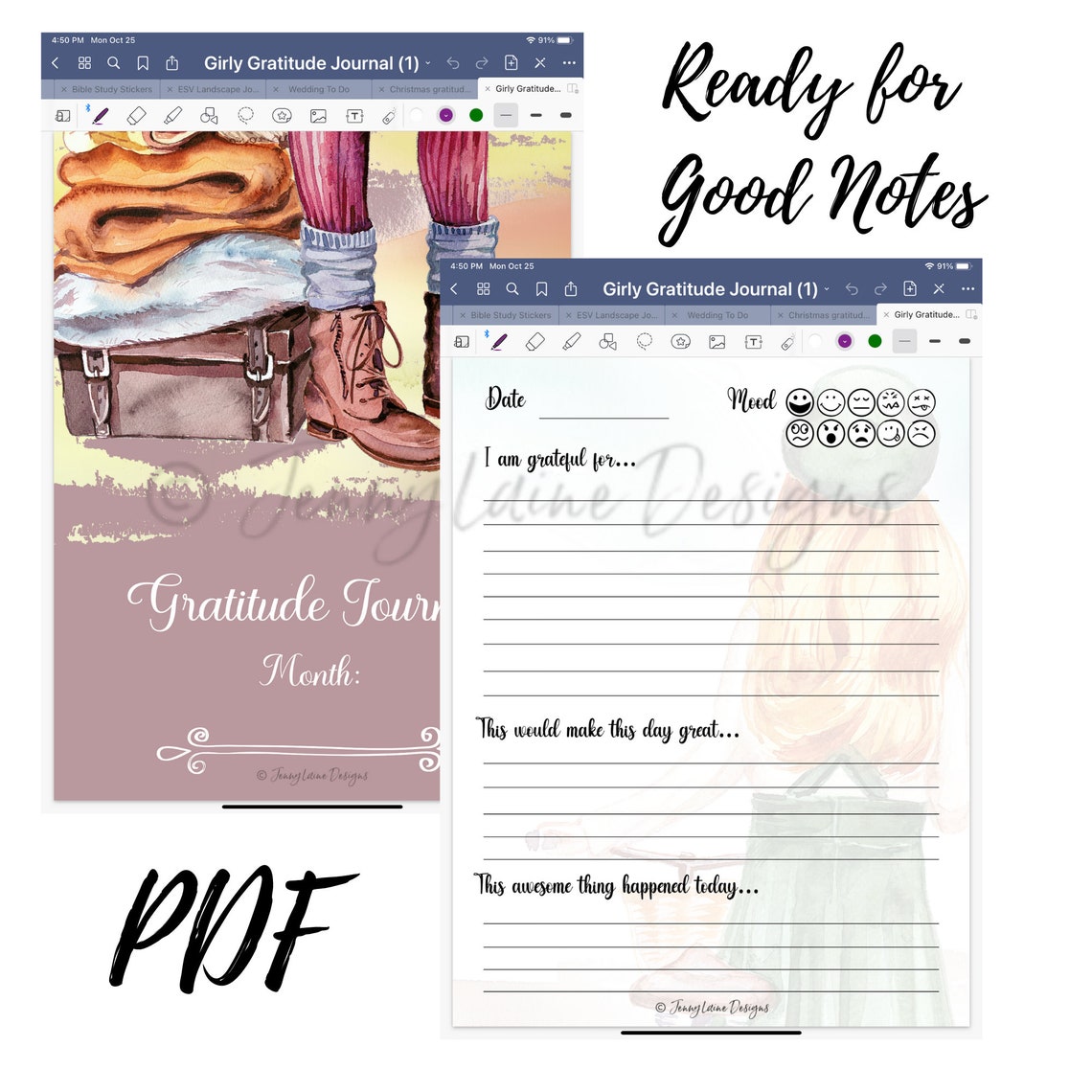 Digital Gratitude Journal Reflection Journal Daily Gratitude ...