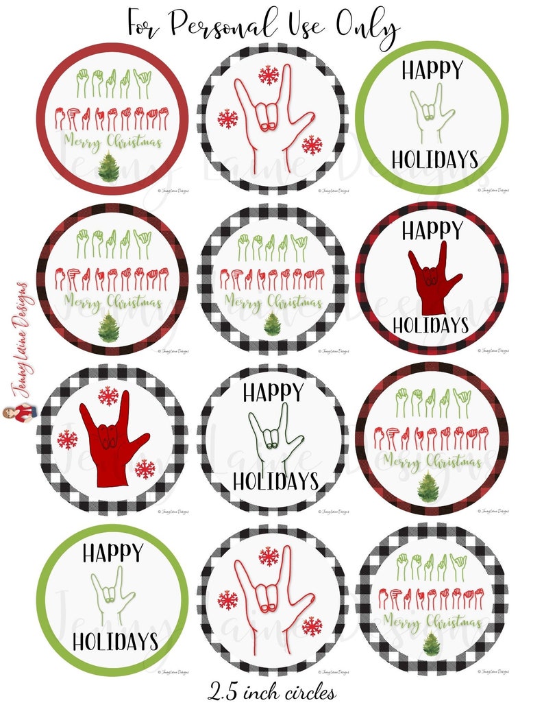 Christmas ASL Holiday Gift Tag | American Sign Language Gift Tag ...