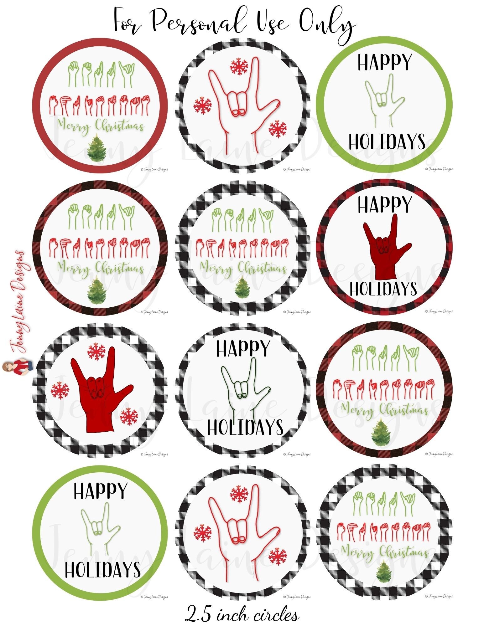 Christmas ASL Holiday Gift Tag | American Sign Language Gift Tag ...