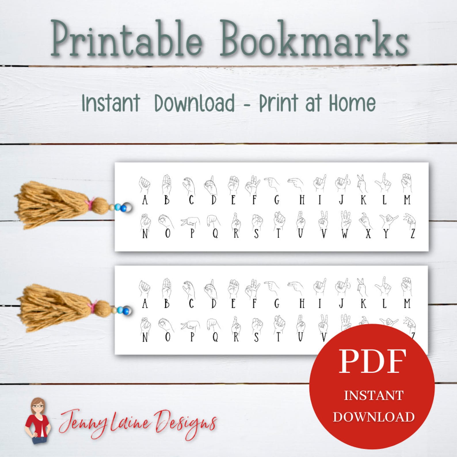Alphabet ASL Bookmark | Sign Language Bookmark | ASL Gifts | Sign ...