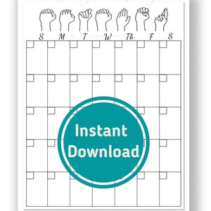 ASL Calendar | Fingerspelled Monthly Calendar | Instant Download ...