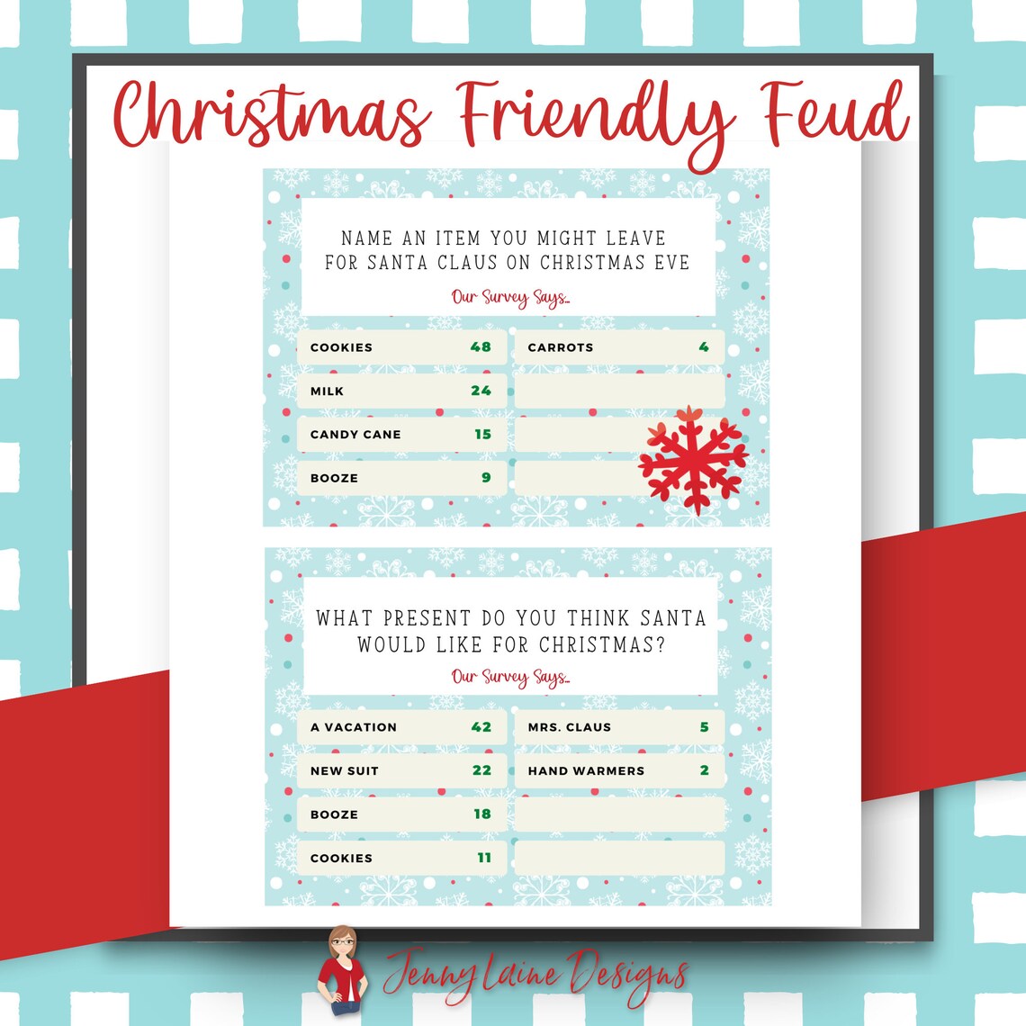 Christmas Friendly Feud Printable Fun Christmas Game Family Christmas ...