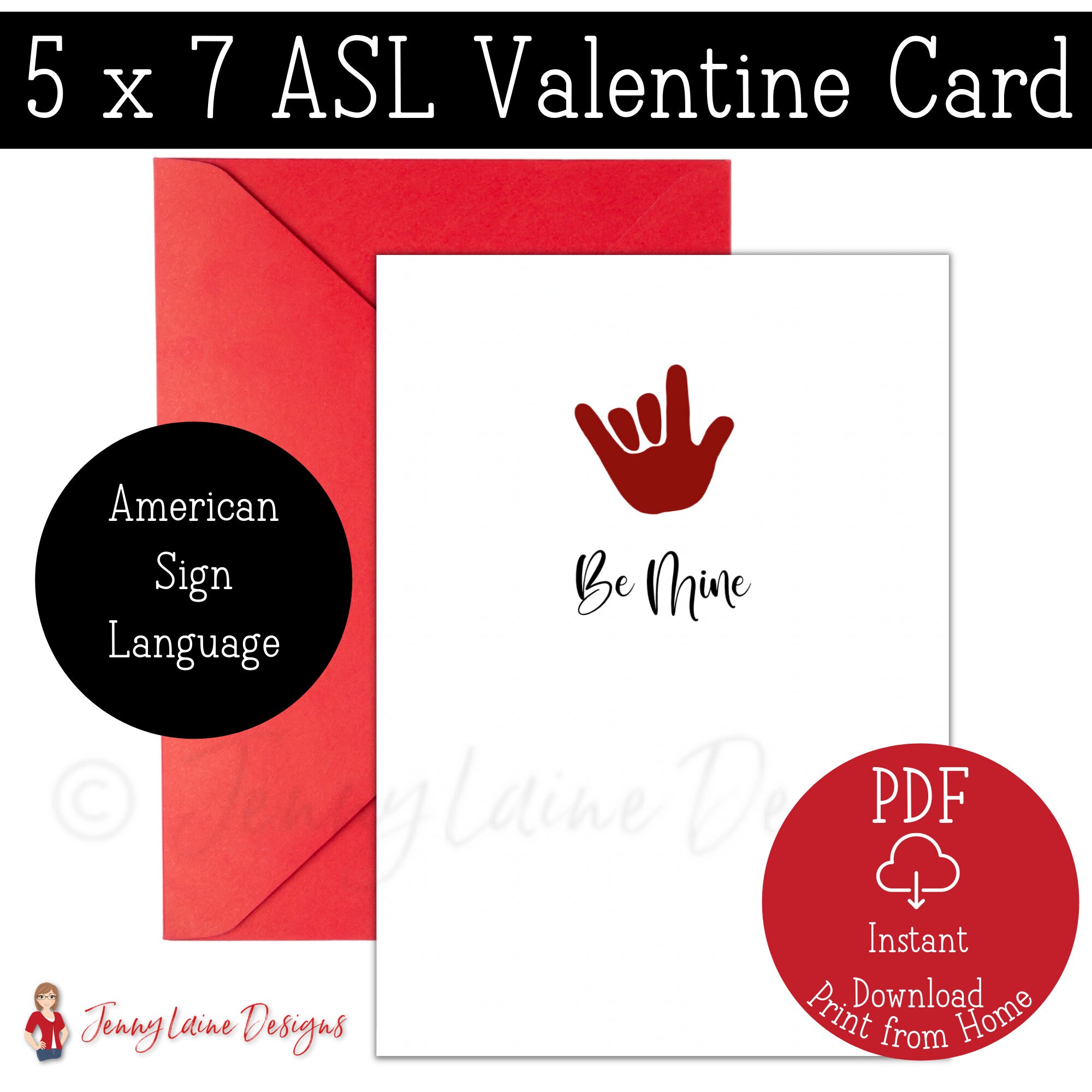 ASL Valentine Card Be Mine Instant Download American Sign - Etsy