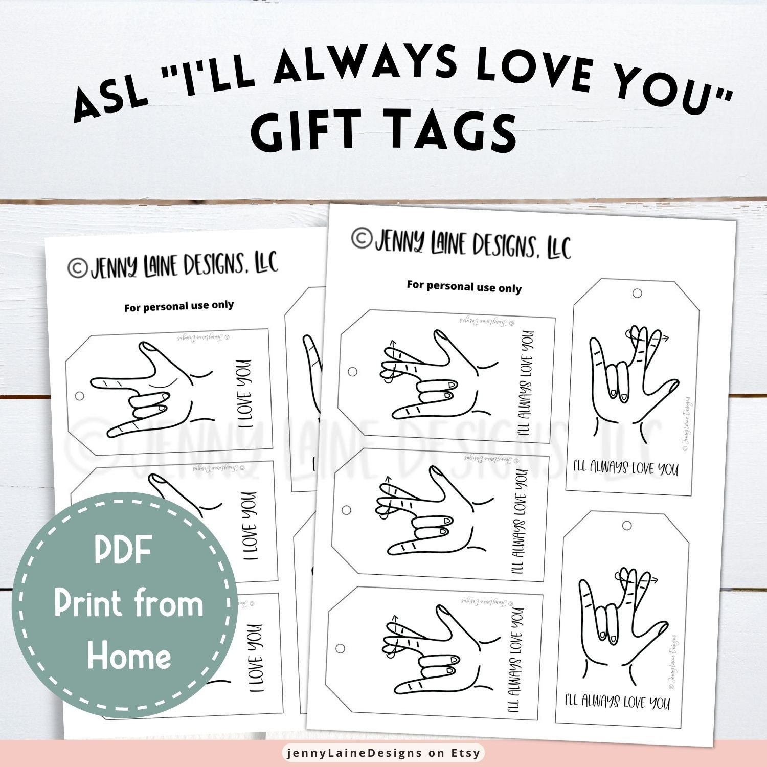 ASL Christmas Gift Tags I Will Always Love You I Really Love You ...