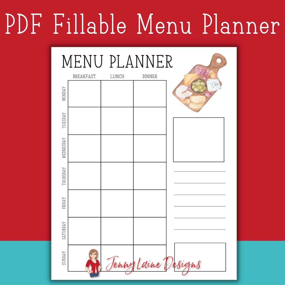 Editable Menu Planner Printable | Menu Planner PDF | Instant Download ...