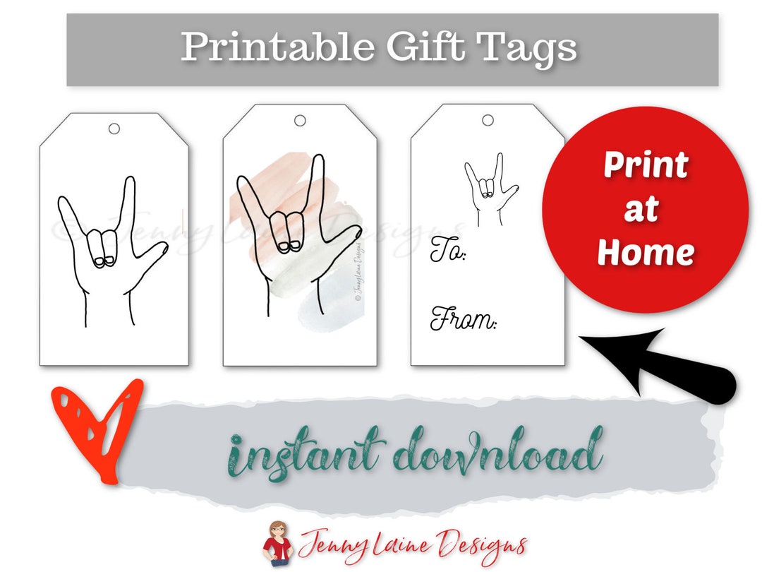 ASL Gift Tag Bundle Fingerspelled Printable Digital File American Sign ...