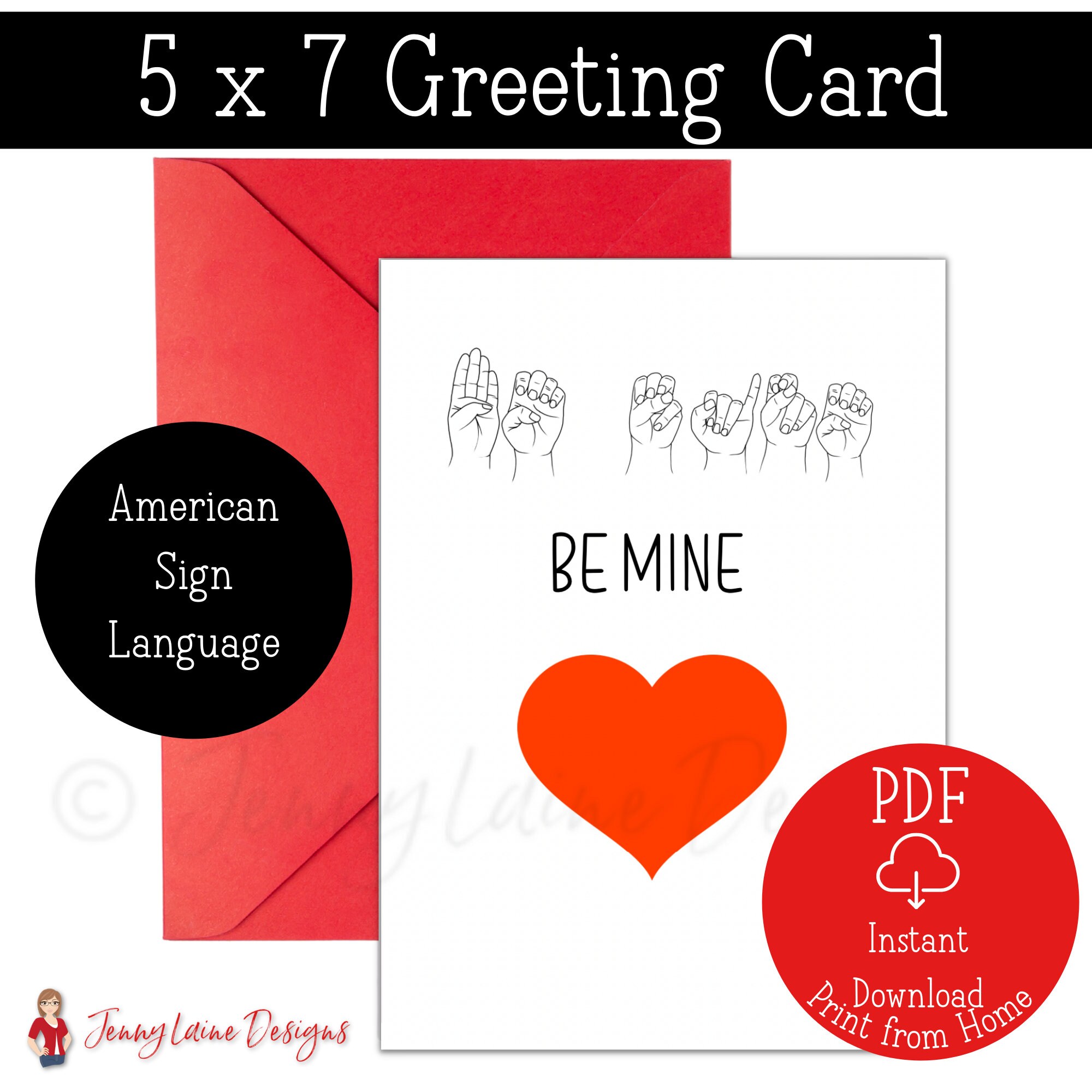 ASL Card Be Mine Valentine Instant Download American - Etsy