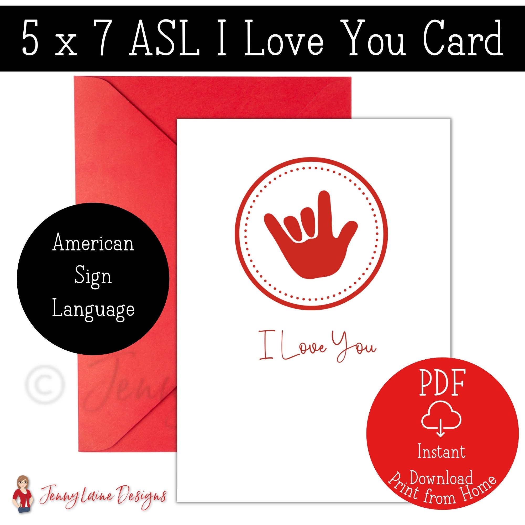 ASL Card | Instant Download | American Sign Language Card | Digital ...
