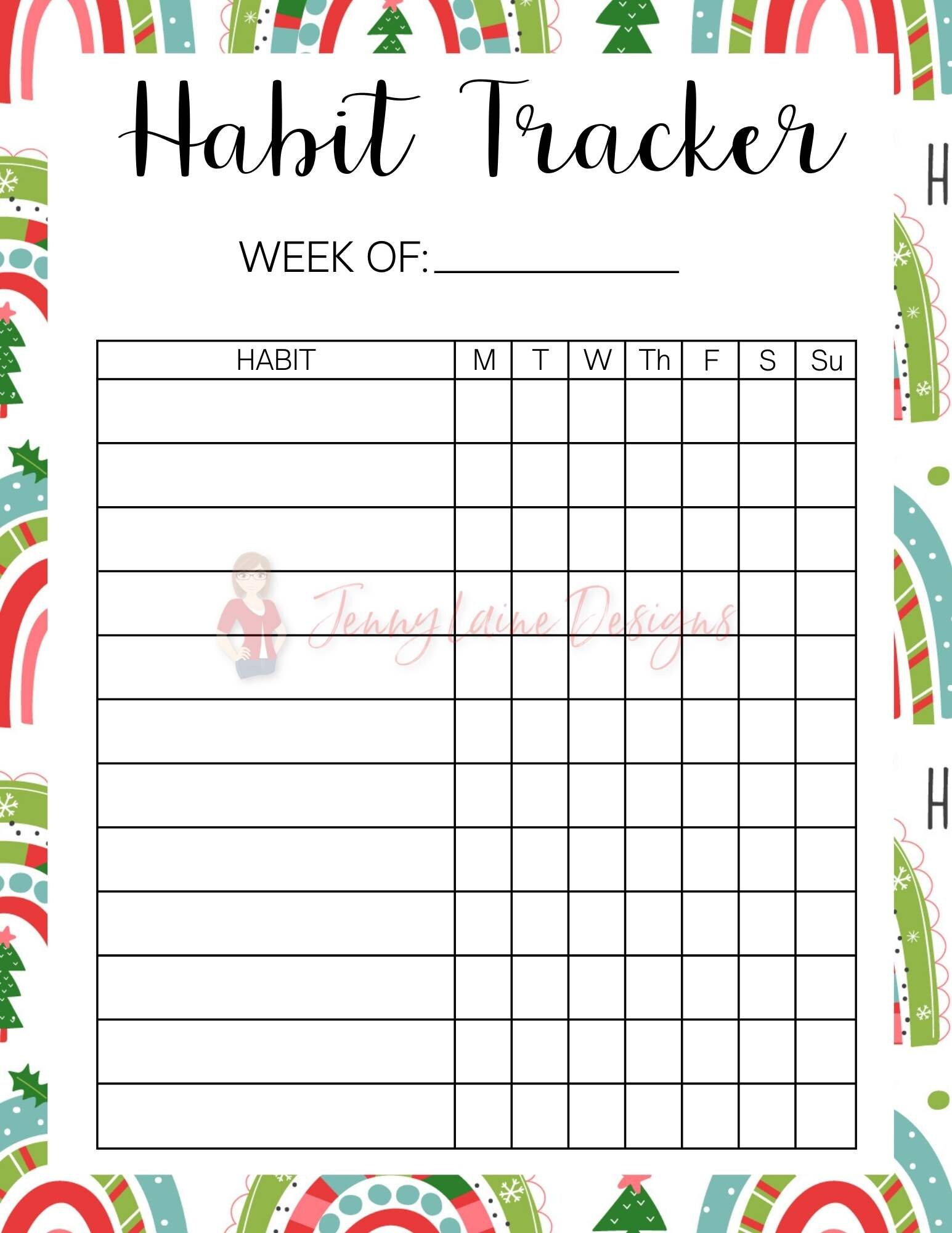 Christmas Rainbow Habit Tracker Printable | Instant Download ...