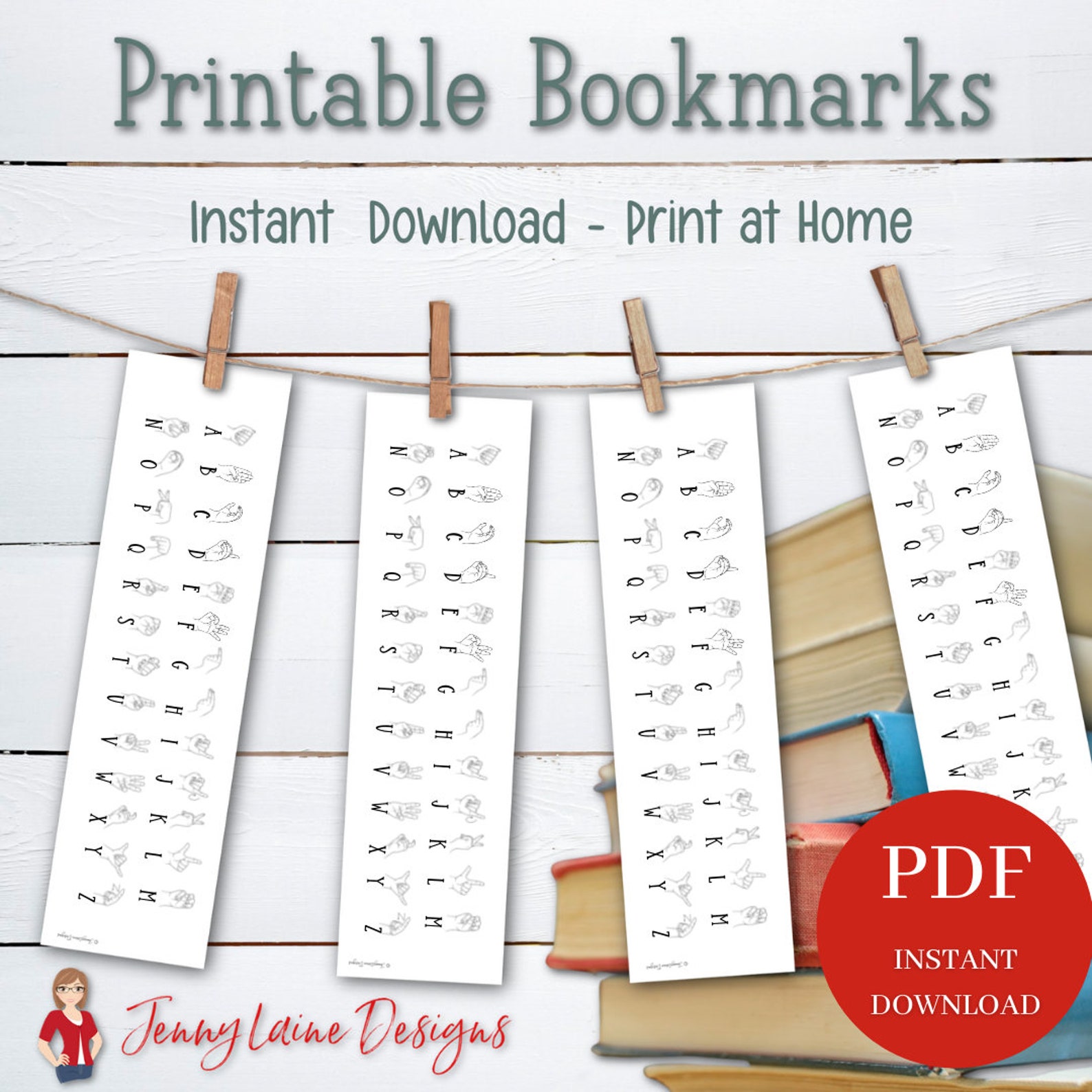 Alphabet ASL Bookmark | Sign Language Bookmark | ASL Gifts | Sign ...