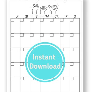 ASL Calendar | Fingerspelled Monthly Calendar | Instant Download ...