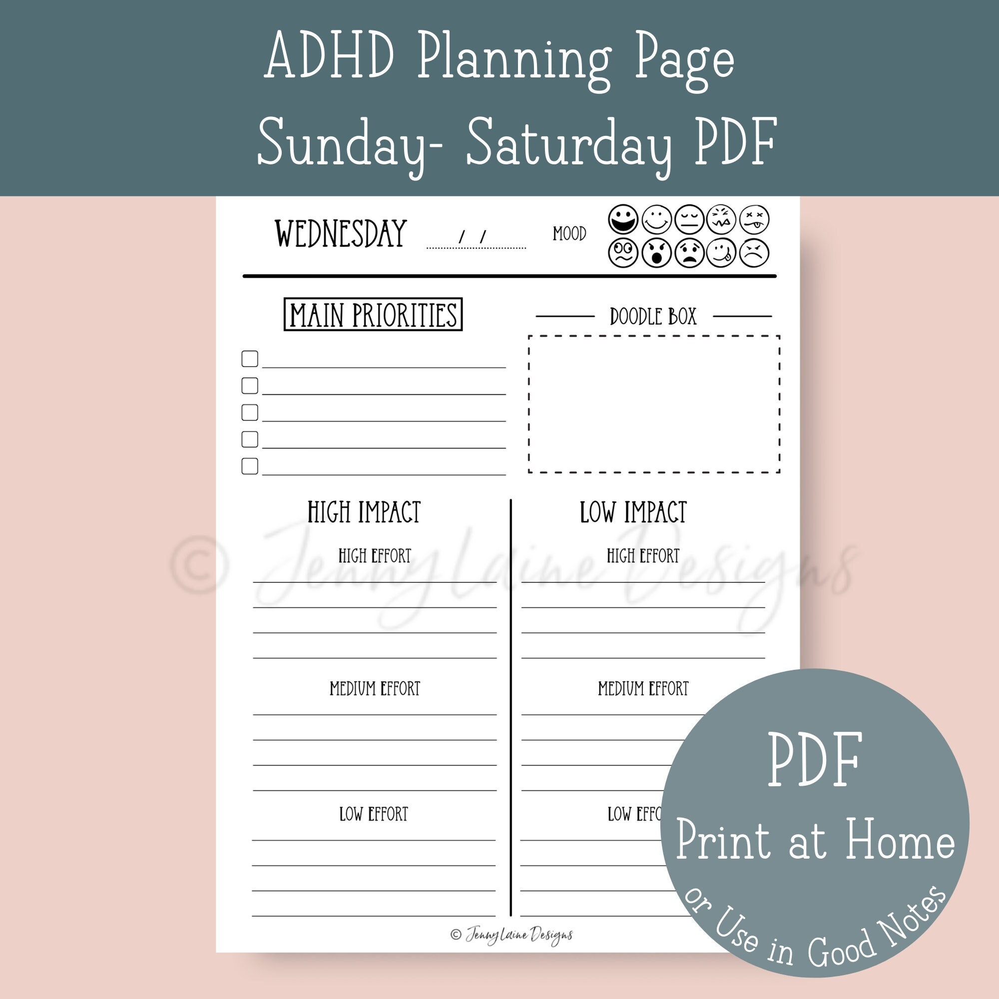 ADHD Digital Planner Printable | Planner Good Notes | ADHD Daily ...